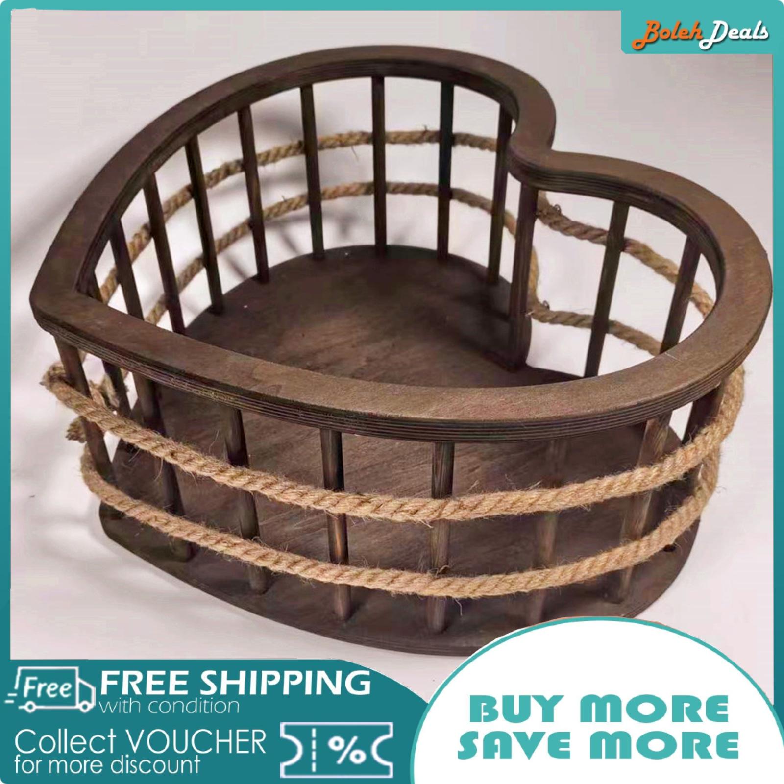 BolehDeals Baby Photography Props Basket Wood Basin Baby Posing Basket ...