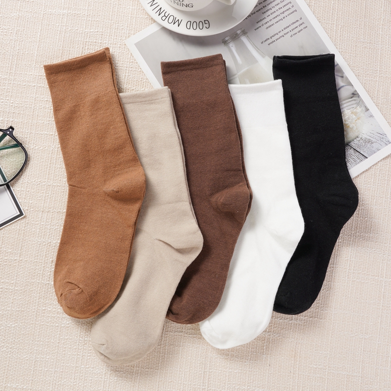 ECMLN Women's Pure Cotton Korean Solid Color Socks All-Match Ins Trendy ...