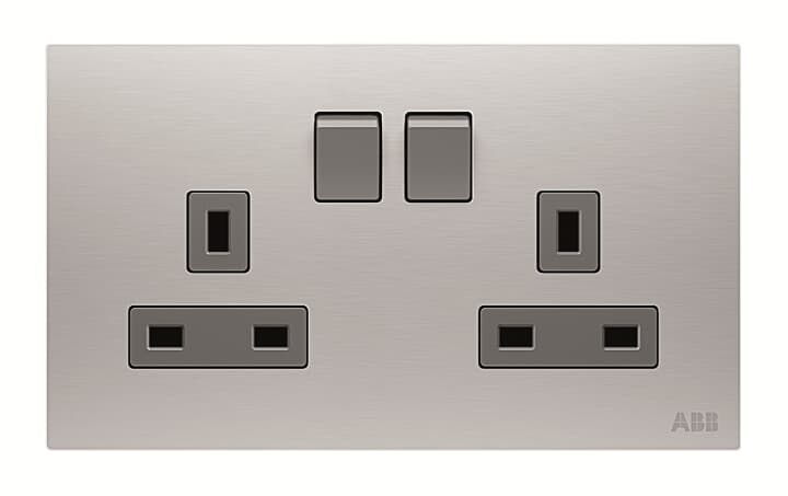 Socket Outlet ABB Stainless Steel 2 gang BS double pole switched socket outlet 13A AM239147-ST ...