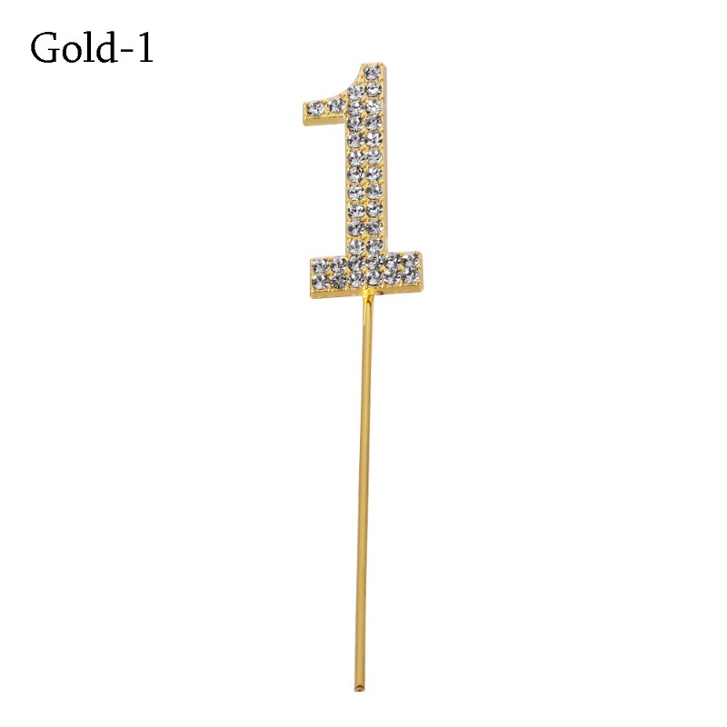 1PC Number"0-9" Cake Topper Gold Diamond-studded Cake Topper for ...