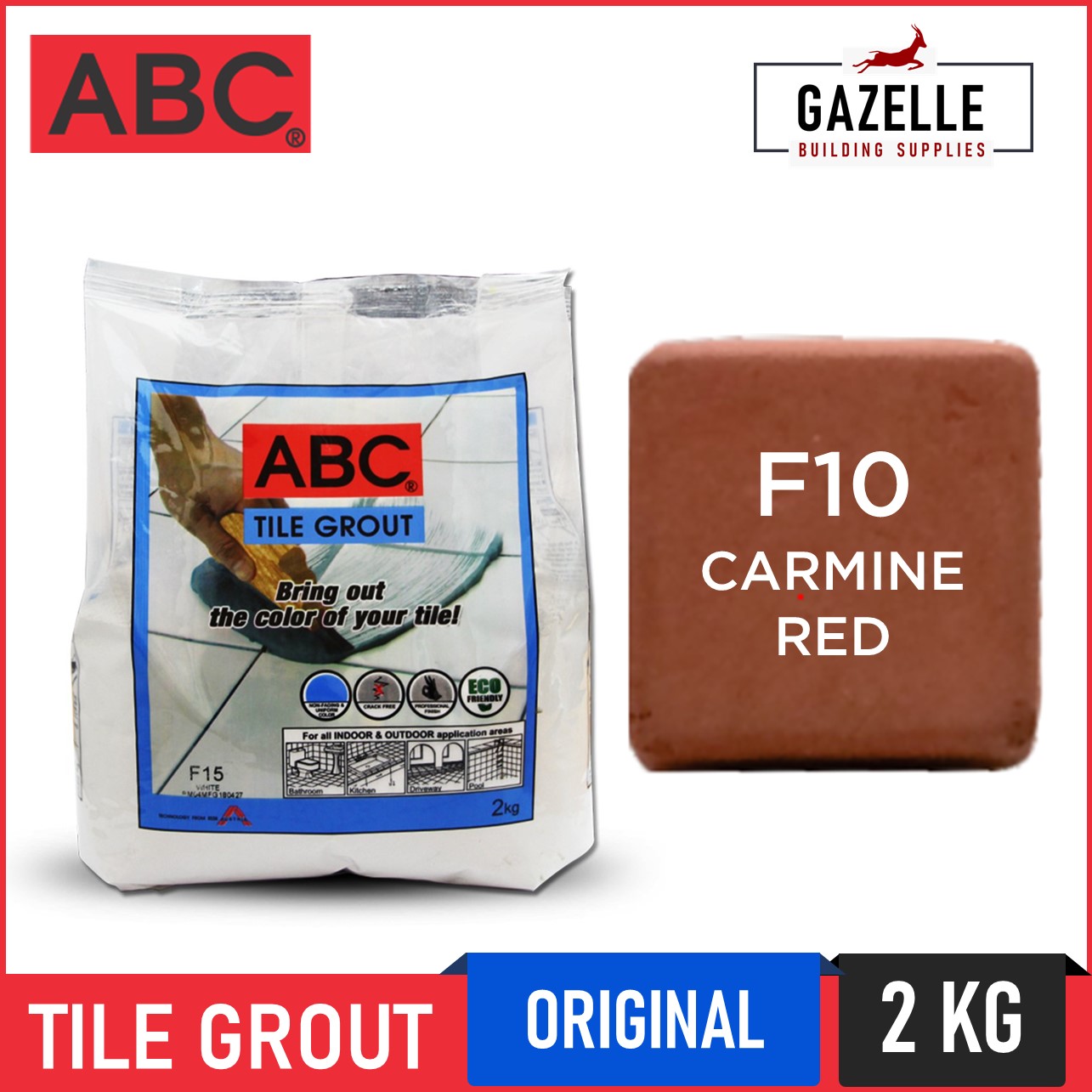 ABC Tile Grout Original Bonding Solution 2kg - Carmine Red F10 | Lazada PH