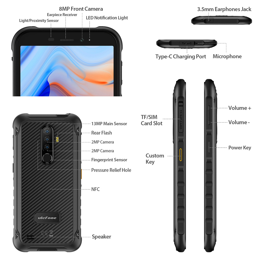 Ulefone Armor X8 Rugged Waterproof Smartphone, Android11, 4GB 64GB ip68 ...