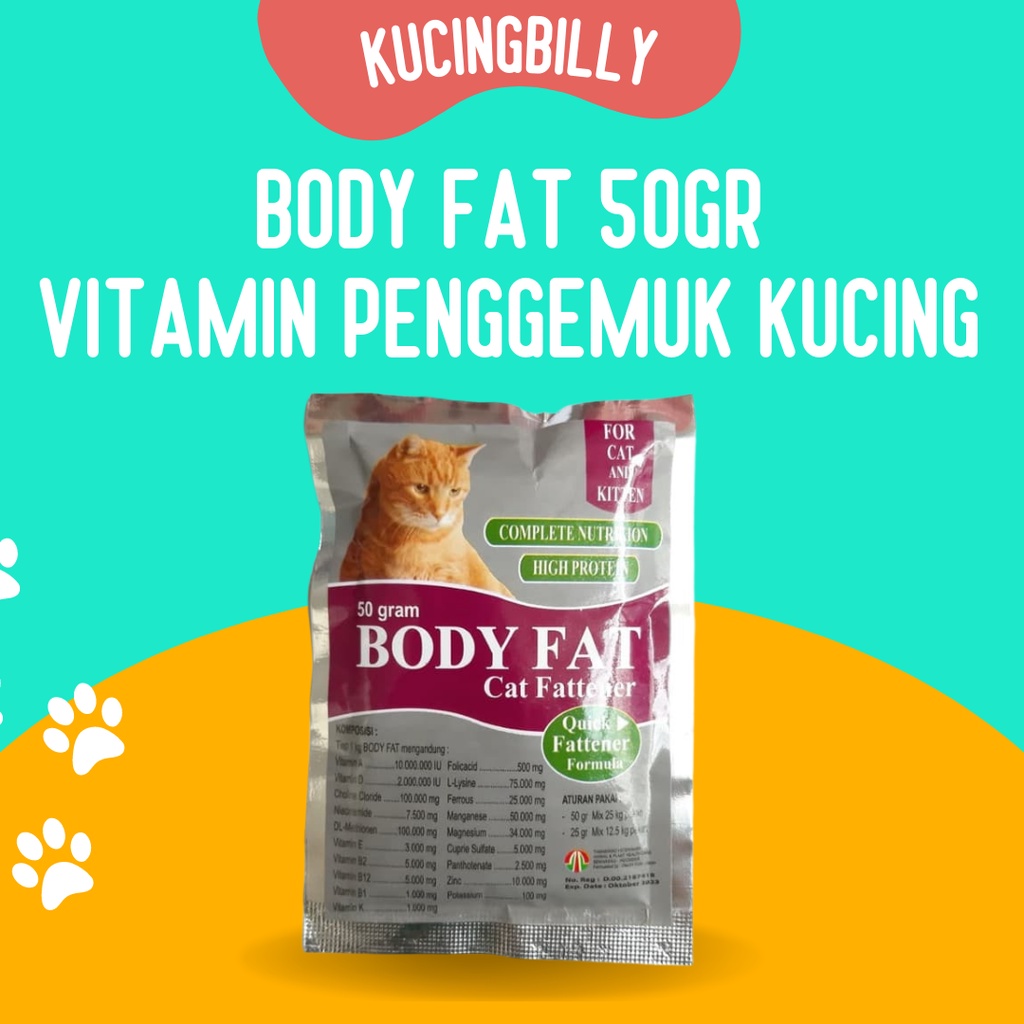 Bodyfat 50gr vitamin suplemen penggemuk kucing body fat | Lazada Indonesia