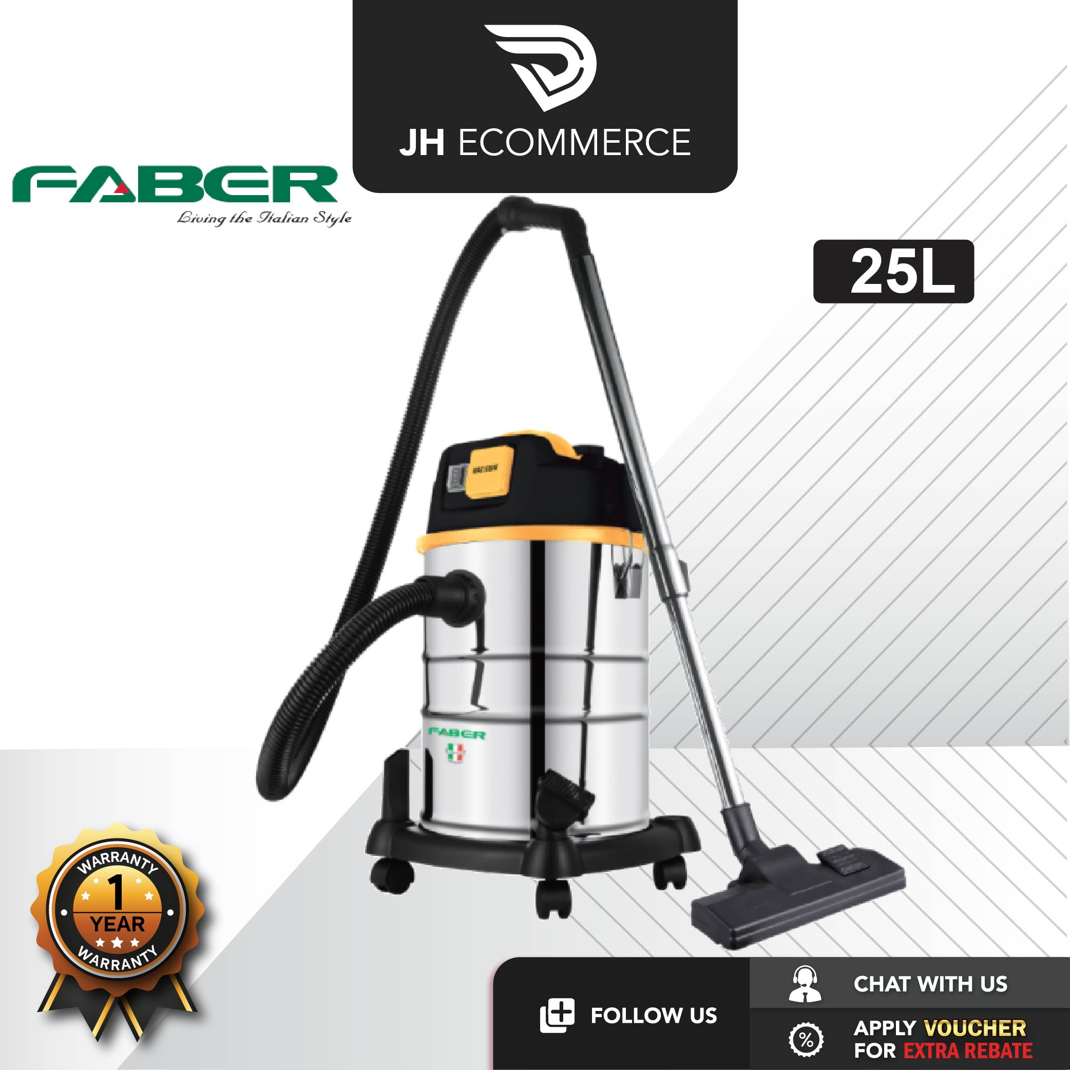 Faber 25L 1600W Wet And Dry Dual Function Vacuum Cleaner FVC WD ...