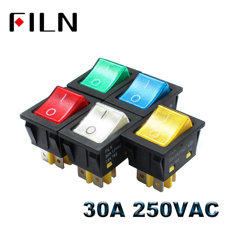 【TopazTrove】Heavy Duty 30A 250VAC KCD4 Rocker Switch on off dpst LED ...