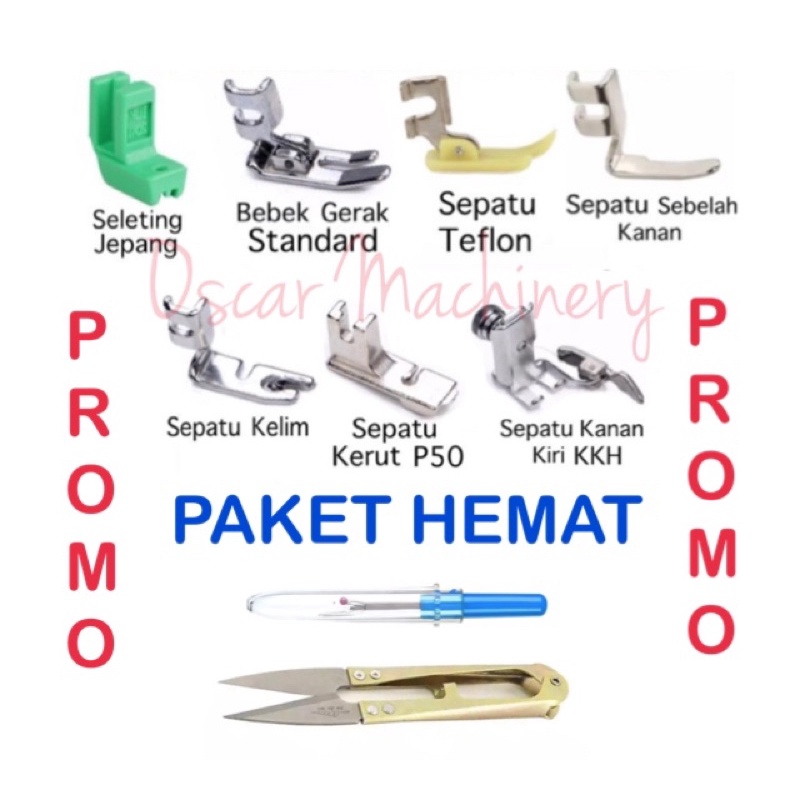 7 pcs Sepatu + Gunting Cekris + Pendedel) Paket Sepatu Set Mesin Hitam ...