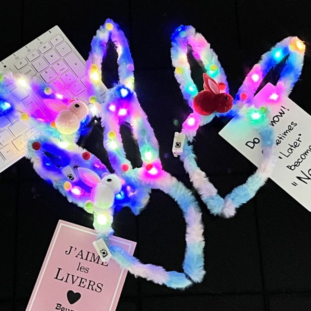 Hair Accessories LED Lights Rabbit Ears Glow Hair Band Luminous Fashion ...