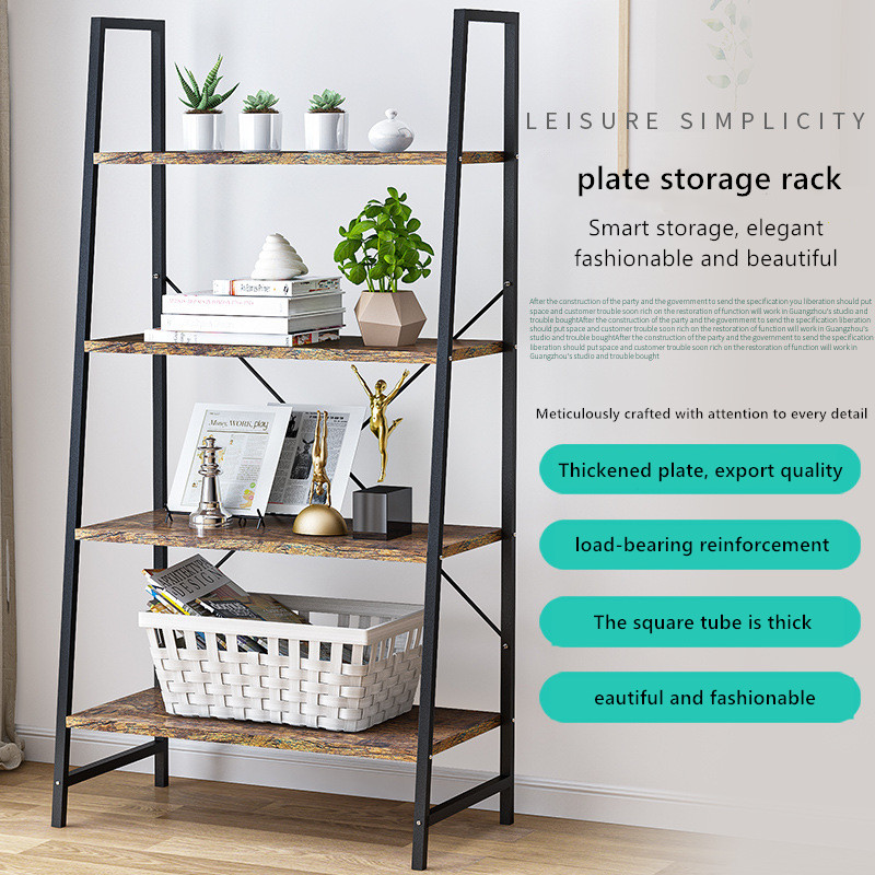 4 Tier Metal Bookshelf Industrial Bookcase Storage Rack Shelves Rustic ...
