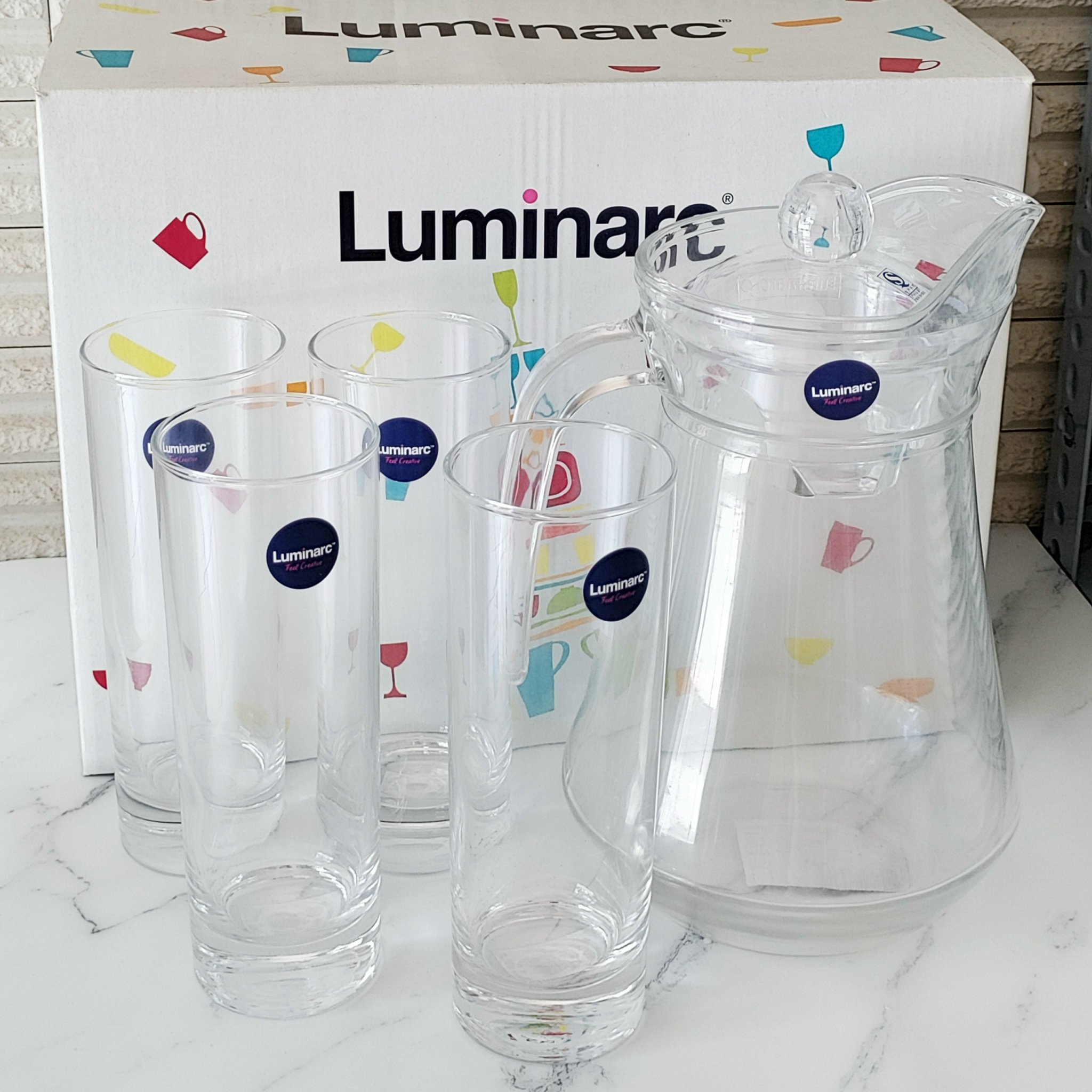 Bộ Bình Nước Thủy Tinh và 4 Ly Thủy Tinh cao cấp Luminarc | Lazada.vn