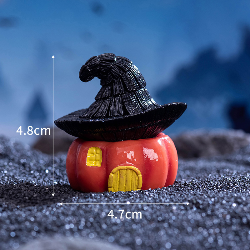 1Pc Wizard Ghost Pumpkin House Figurines Resin Ornaments Halloween ...