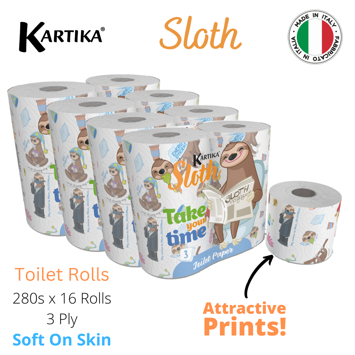 [Bundle of 4] KARTIKA Sloth Toilet Paper (280s X 4) | Lazada Singapore