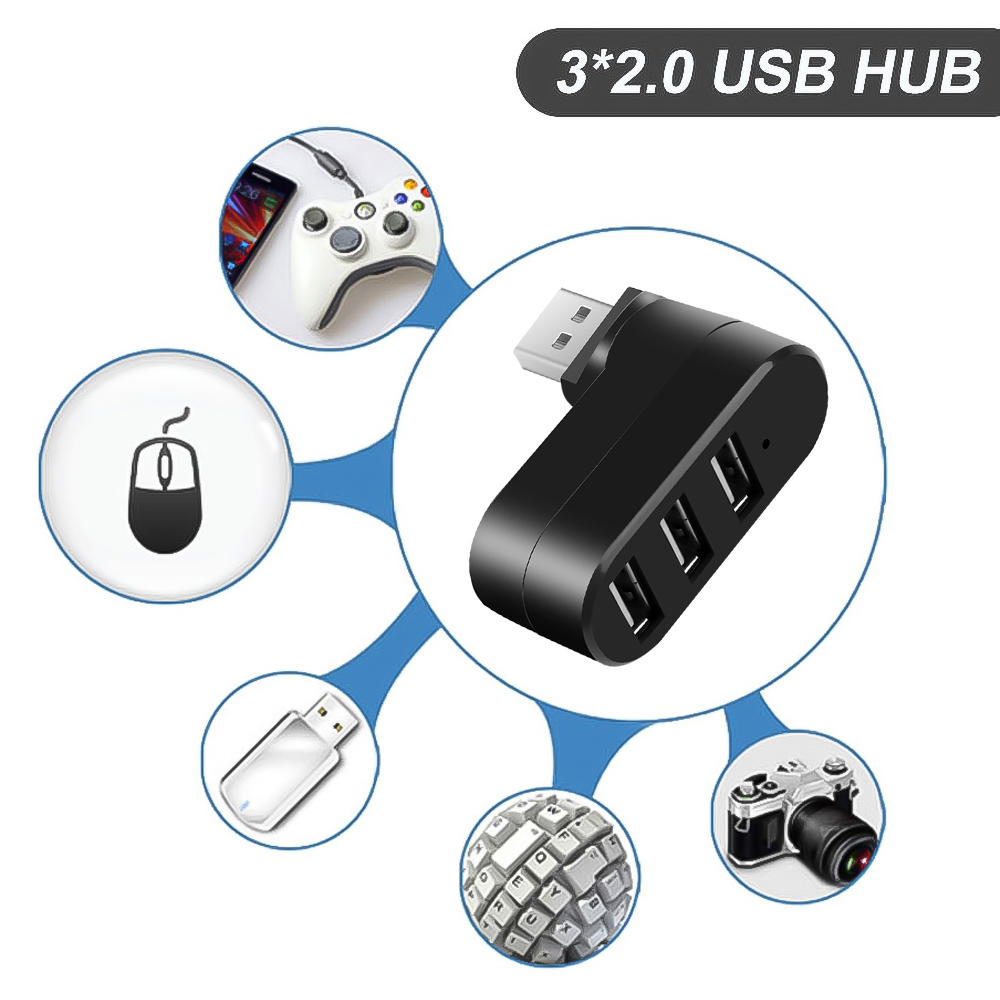 【InnovateWorld】kebidu USB Hubs 3 Ports USB 2.0 Hub Mini Rotate Splitter ...