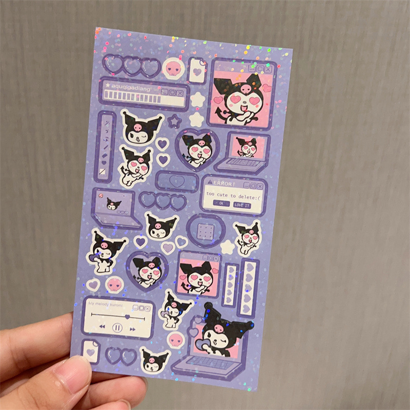 Kuromi Sticker Cute Cartoon Guka Laser Sanrio Sticker Hand DIY Hello ...
