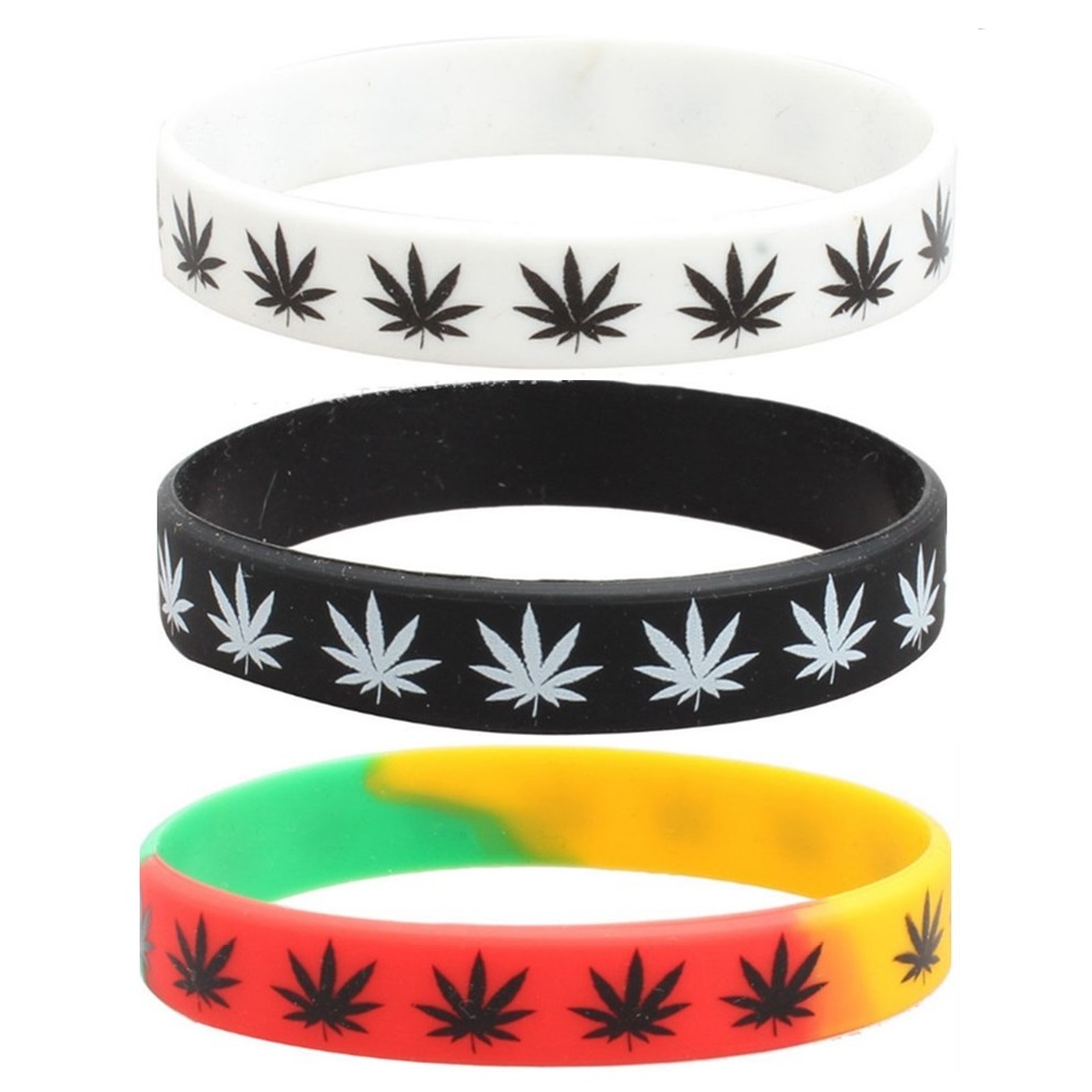 【GlowBound】Reggae Jamaica Rasta Herb Leaves Silicone Bracelet Bangles ...