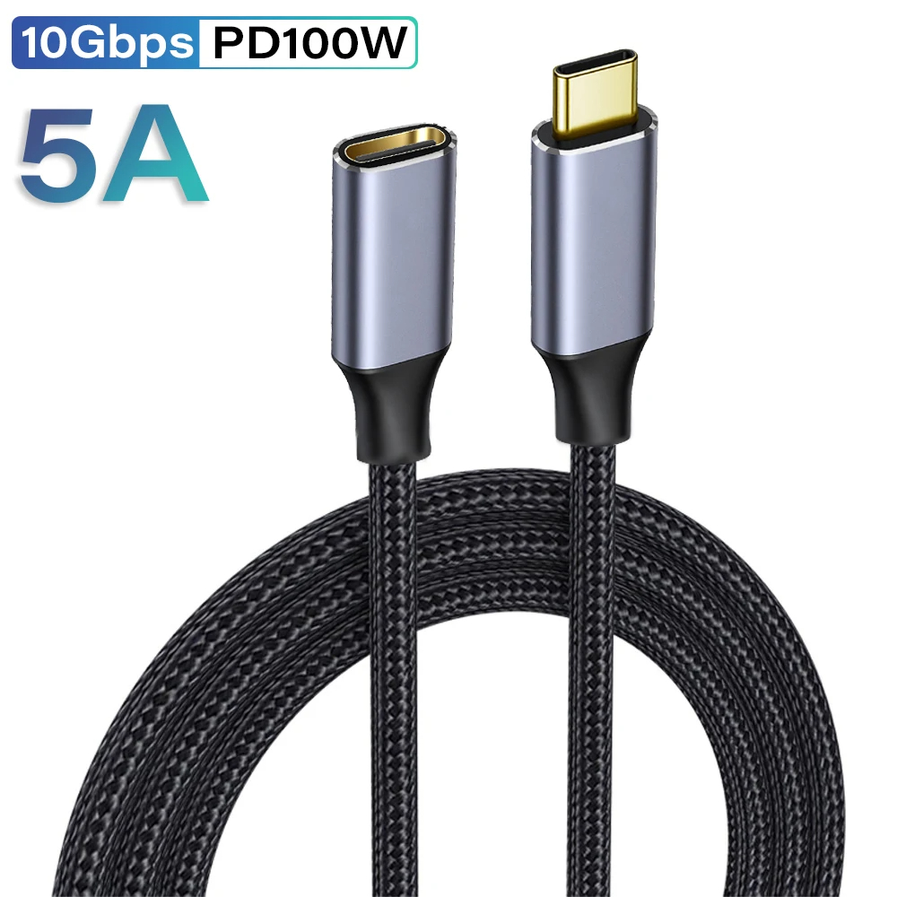 5A USB C Extension Cable Type C 3.1 PD100W Fast Charging Male to Female ...