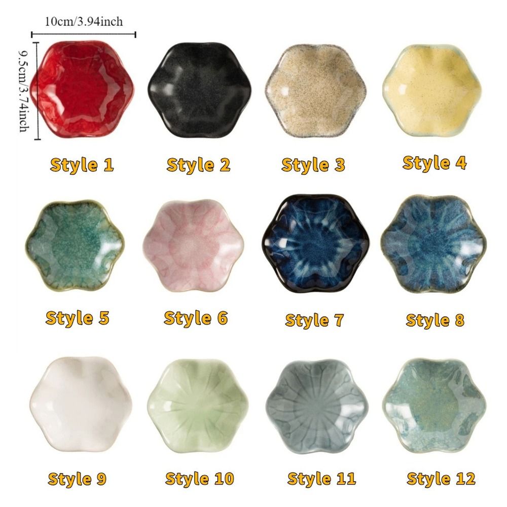 Multi-functional Japanese Style Ceramic Dipping Dish Lotus-shaped Retro ...