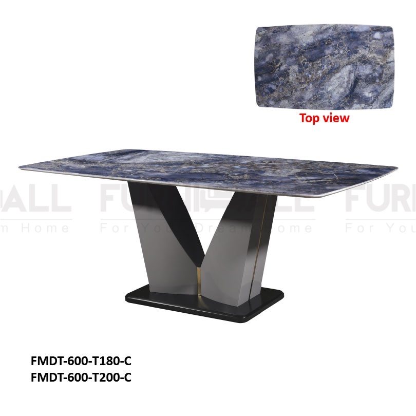 FURNIMALL Natural Crystal Modern Style Dining Table/ Ceramic Meja Makan ...