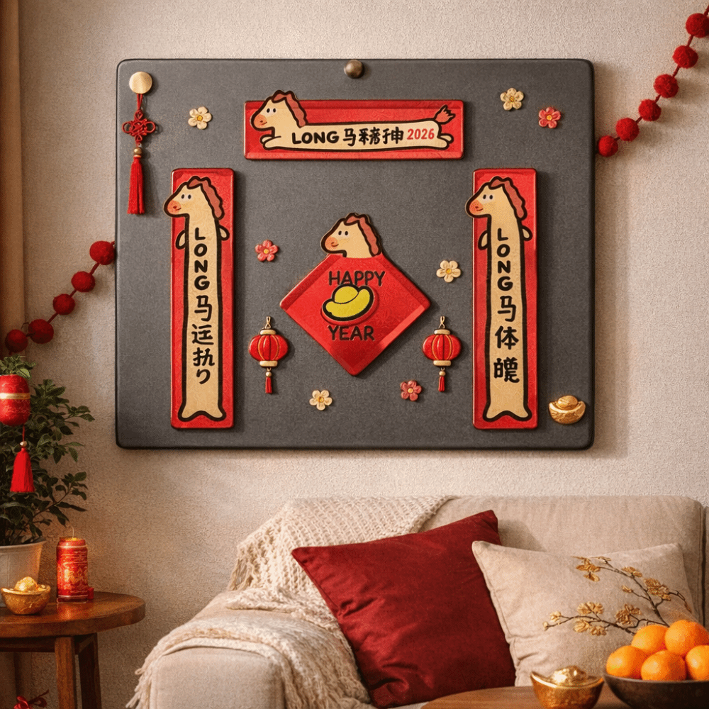 4PCS/SET Year of The Horse Chinese Style Cartoon Pony Fridge Magnets ...