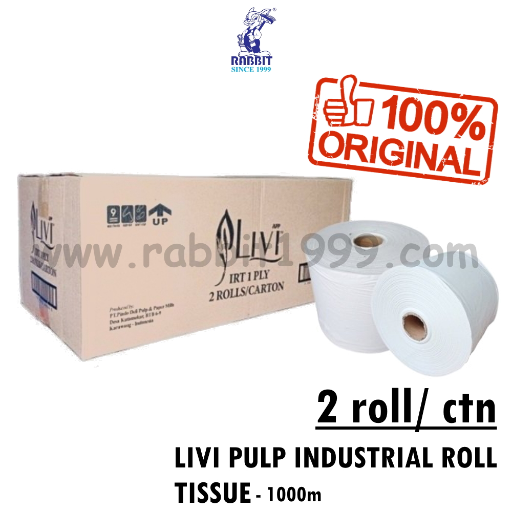 LIVI PULP INDUSTRIAL ROLL TISSUE - 1000m - 2 roll/ ctn - industrial ...