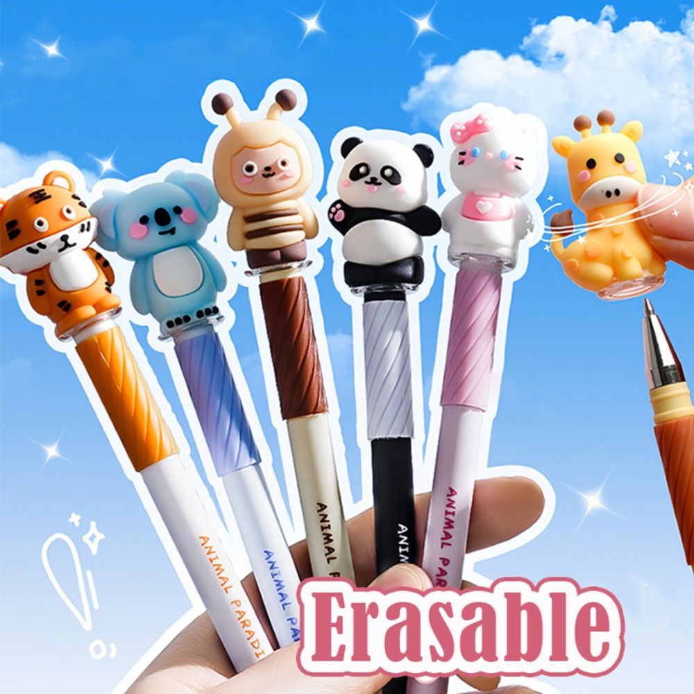 Cartoon Blue Ink Erasable Pen 3D Animal Series Stationery Pen Gel Pen ...