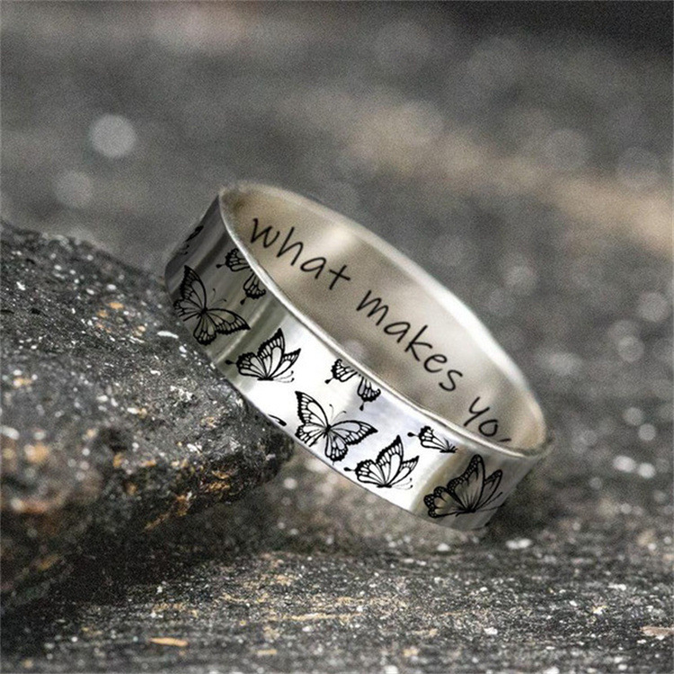 Yuanjing temu Vintage Carved Butterfly Women's Ring Children's Men's ...