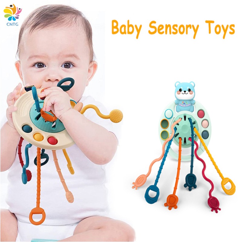 Montessori Pull String Sensory Toys Baby 6 12 Months Silicone Activity ...