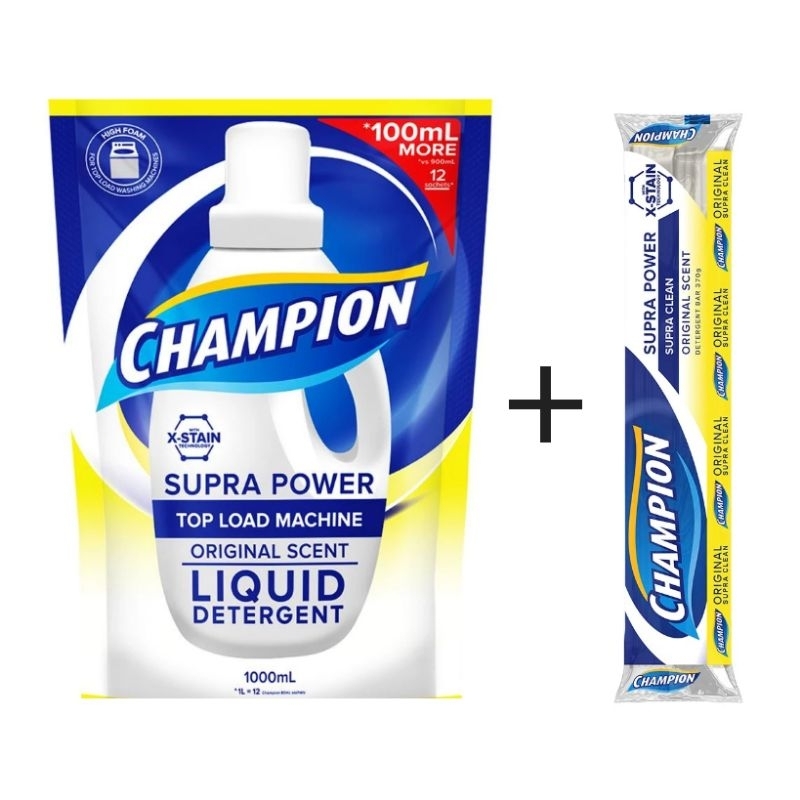 Champion Liquid Detergent 1000ml + Champion Bar 370grams | Lazada PH