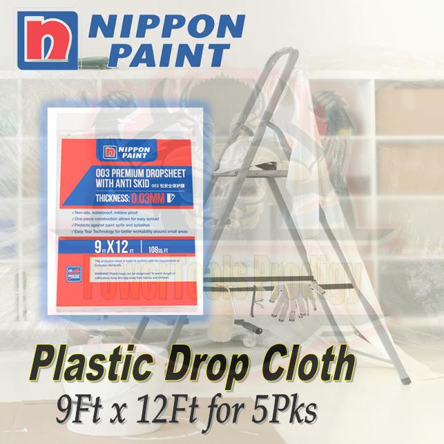 NIPPON PAINT PLASTIC DROP CLOTH 9x12FT/ FOR PAINT COVER OR RENOVATION ...