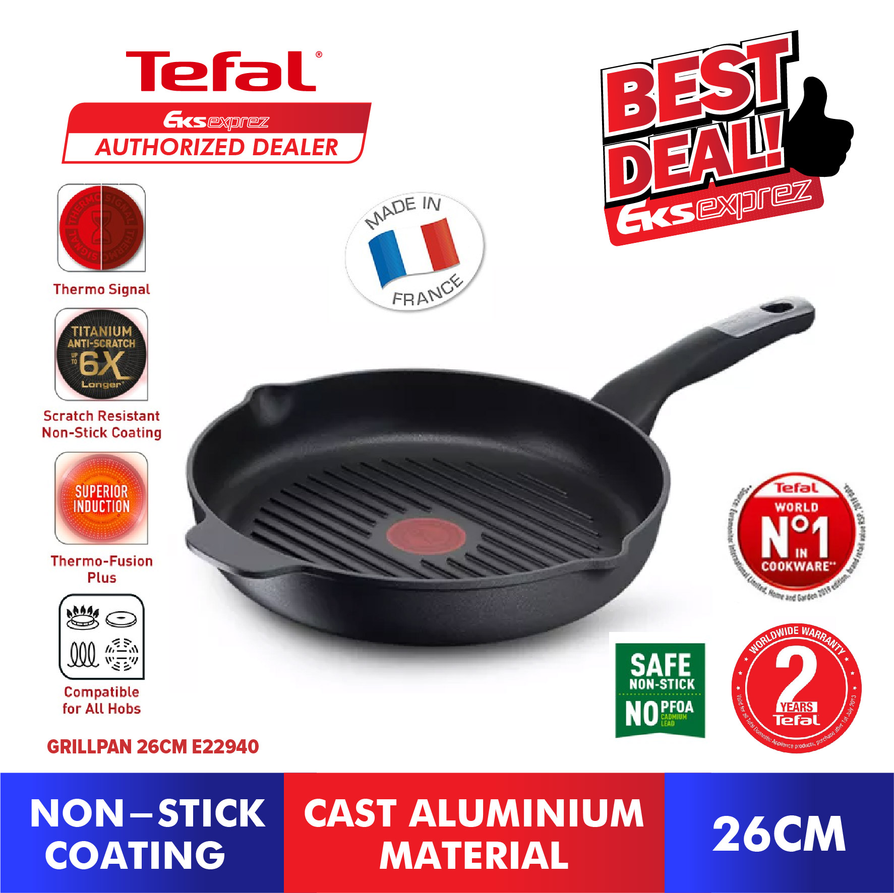 Tefal Unlimited Grillpan 26cm E22940 | Lazada