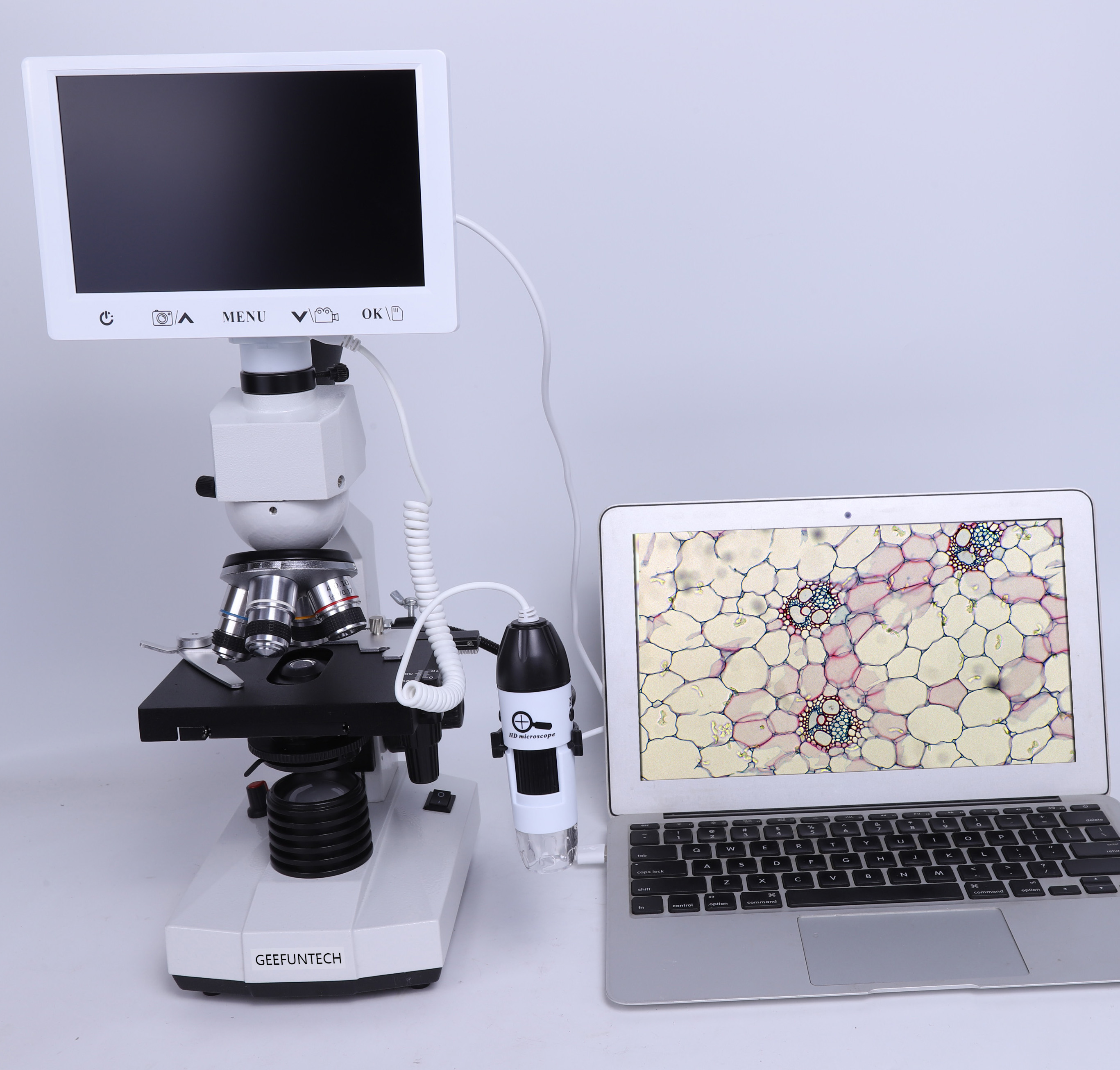 GEEFUNTECH Dual-View Compound Monocular Microscope 40X-2500X ...