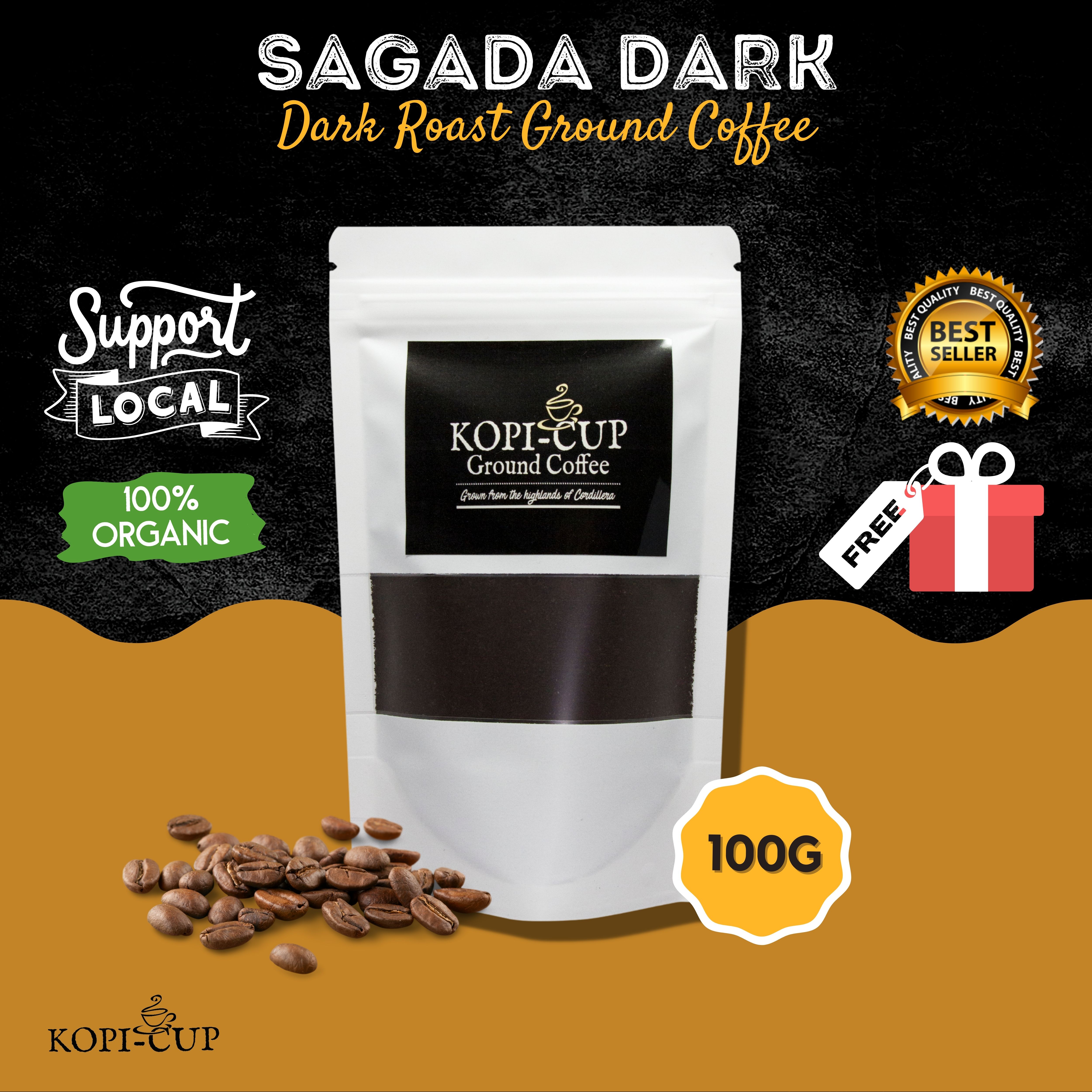 Kopi-Cup Sagada Dark Roast Ground Coffee 100 Grams For Brewed Coffee ...