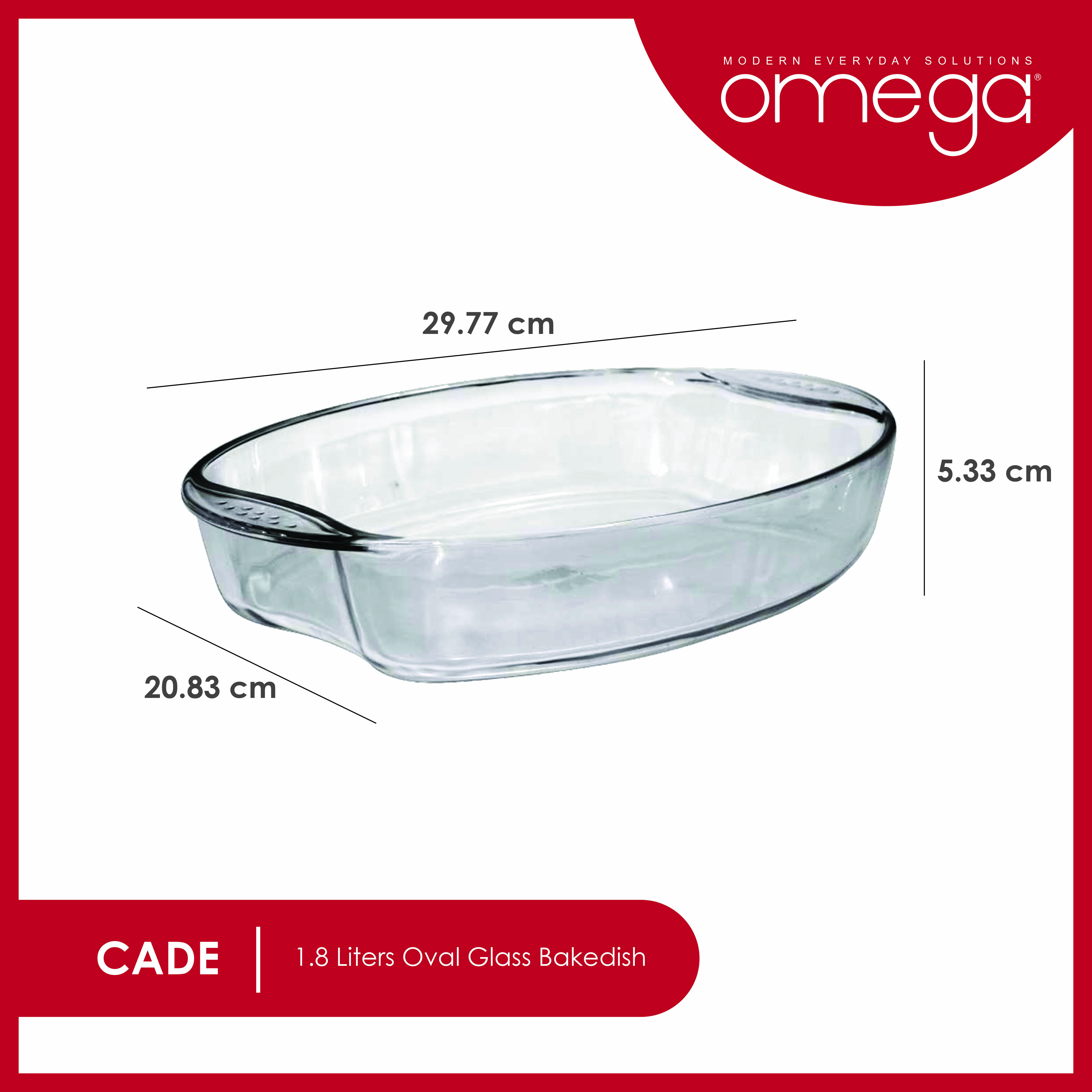Omega Houseware Cade Clear Oval Glass Bakedish 1800ml / 2500ml ...