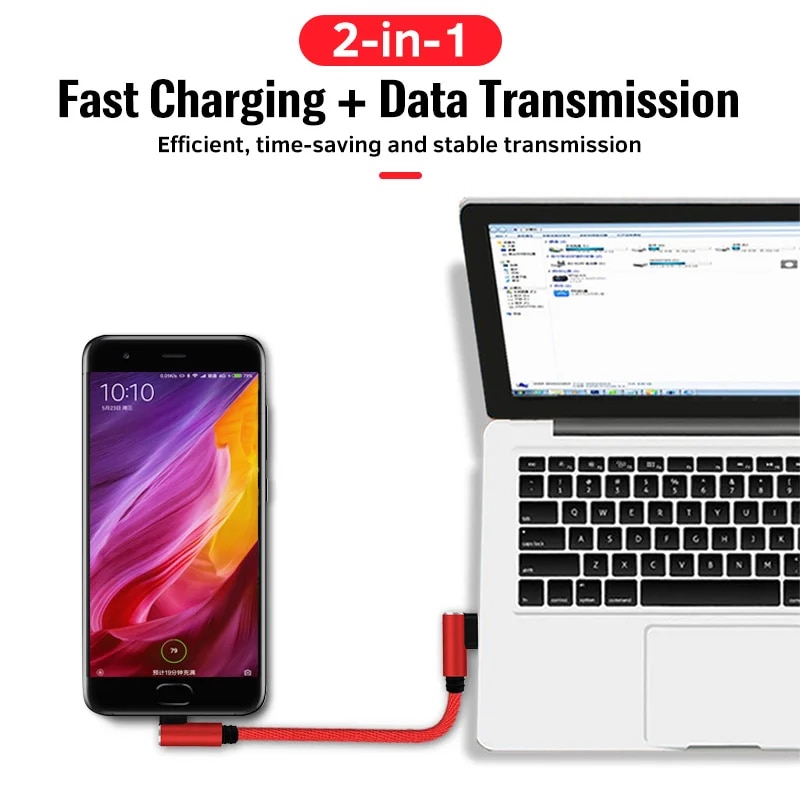 ANKNDO USB Type C Short Cable 90 Degree Phone Charger Cord 25cm Mini ...
