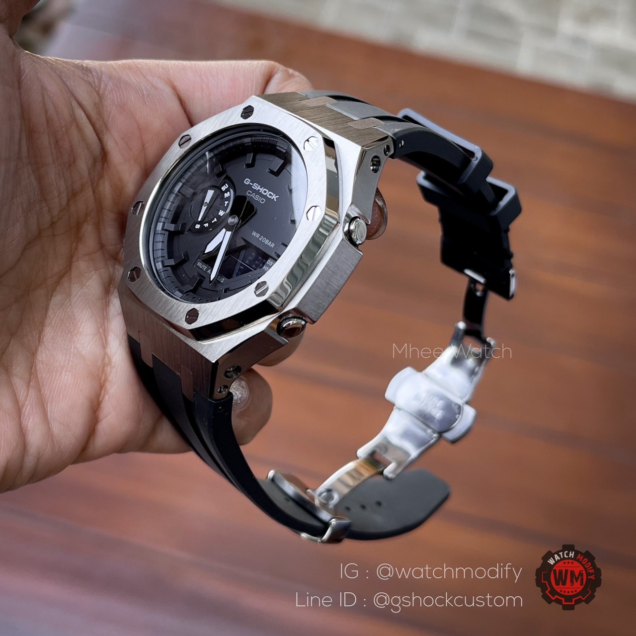 G-Shock Custom AP Style Classic Silver Black Rubber ของแท้ รับประกัน 1 ...