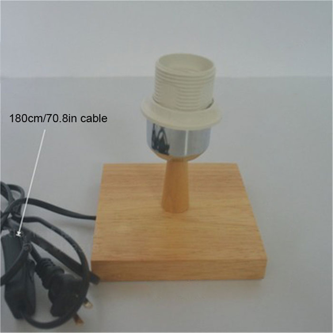 【Folio & Light】Plug In Square Solid Wooden Lamp Base Holder With On/off ...