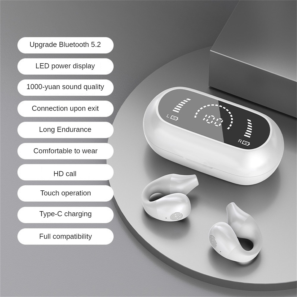 S03 Bluetooth Earphones Bone Conduction Headphone Earcuff TWS Wireless ...