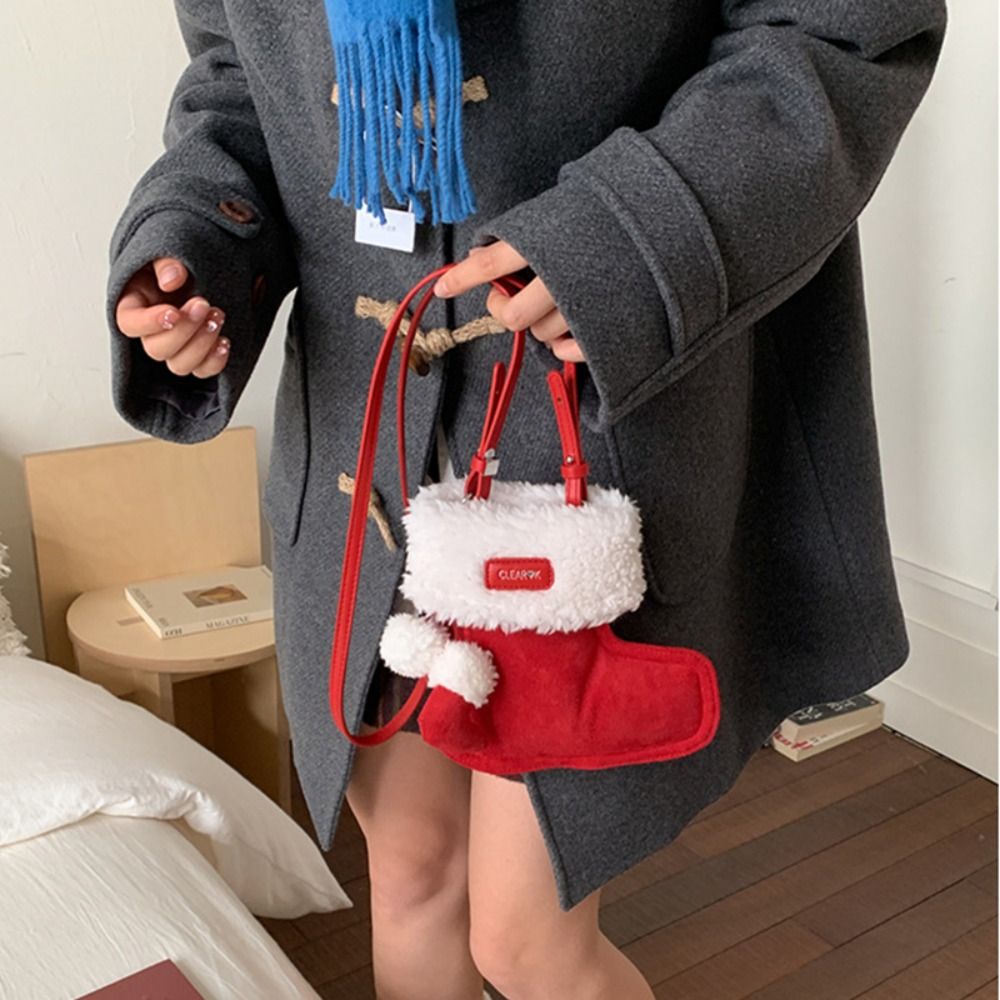 Cute Suede Crossbody Bag Cartoon Lamb Wool Lamb Fur Boot Bag Casual ...