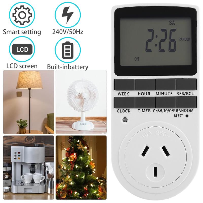Digital Timer Switch Programmable Digital Timer Socket LCD Display Outlet Timer Switch Digital ...