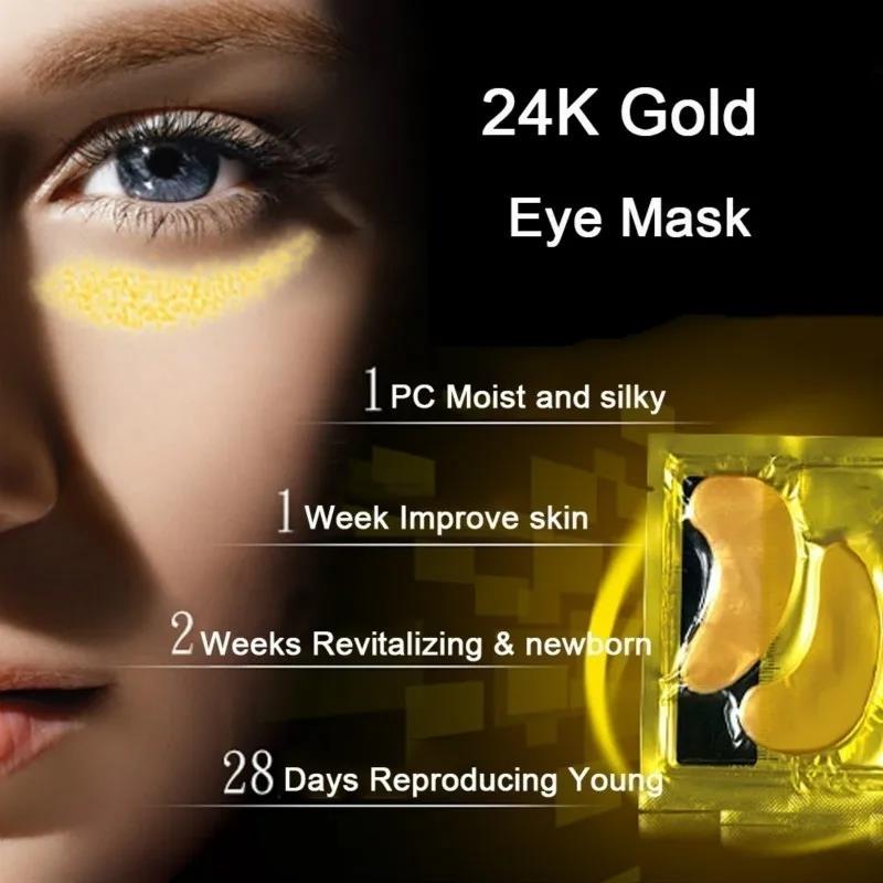 10 Pcs=5 Pairs 24k Gold Crystal Collagen Eye Mask Patches Anti Aging ...