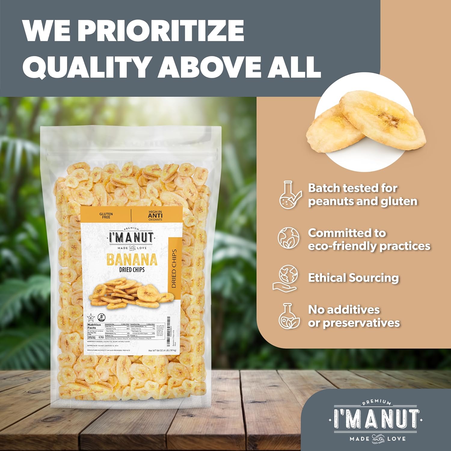 Premium Dried Banana Chips 200g | Non-GMO, Batch Tested Gluten & Peanut ...