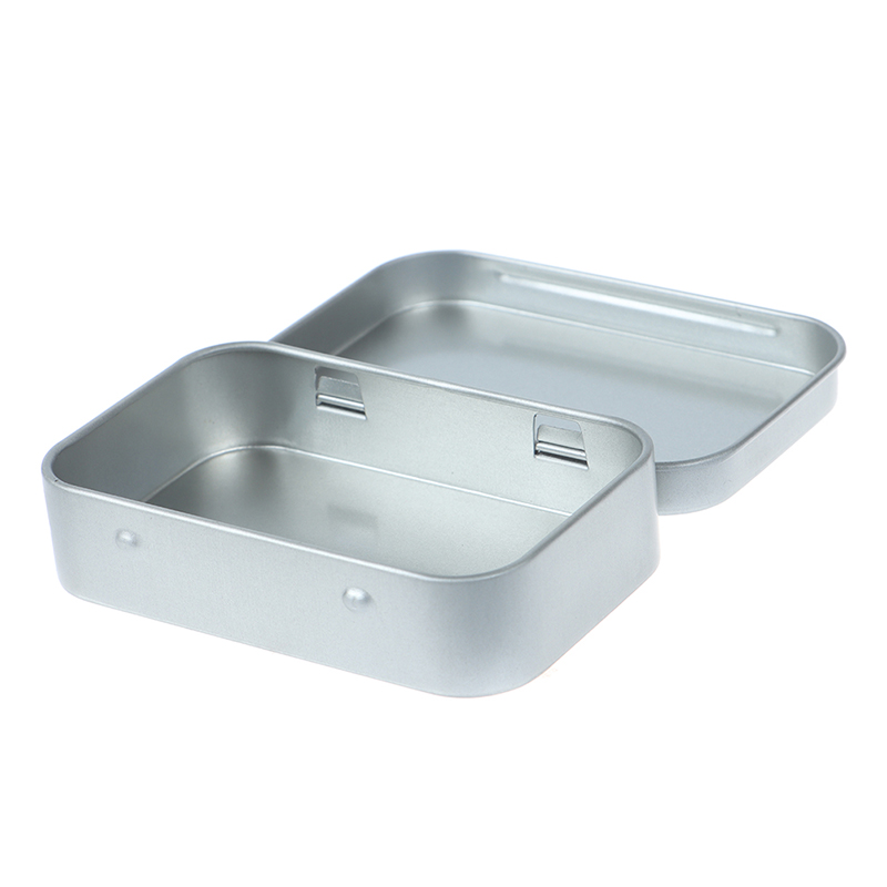 1pc Tin Small Empty Metal Tin Silver Flip Storage Box Case Organizer ...