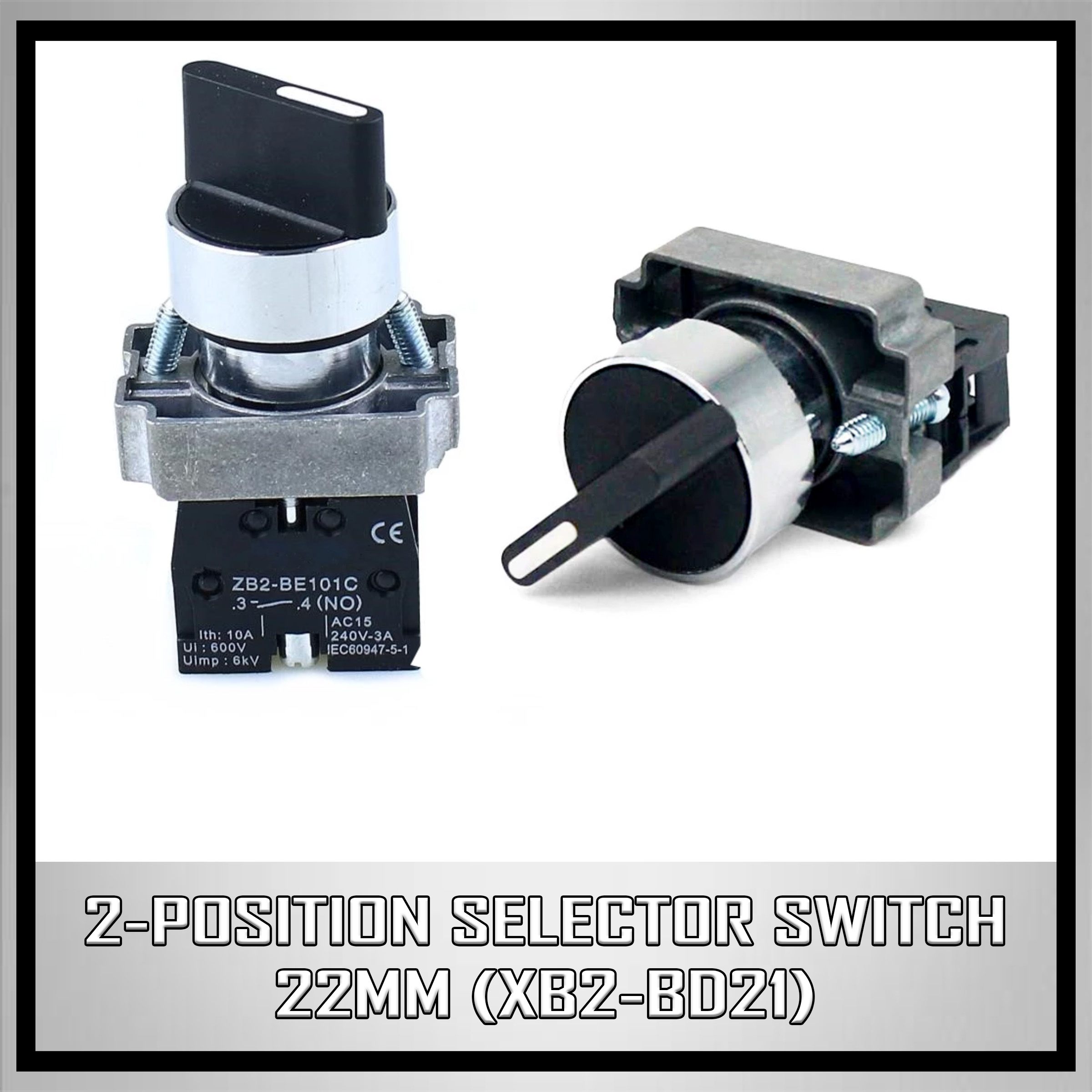 22mm 2-POSITION / 3-POSITION KNOB SELECTOR SWITCH (XB4-BD21 / XB2-BD21 ...