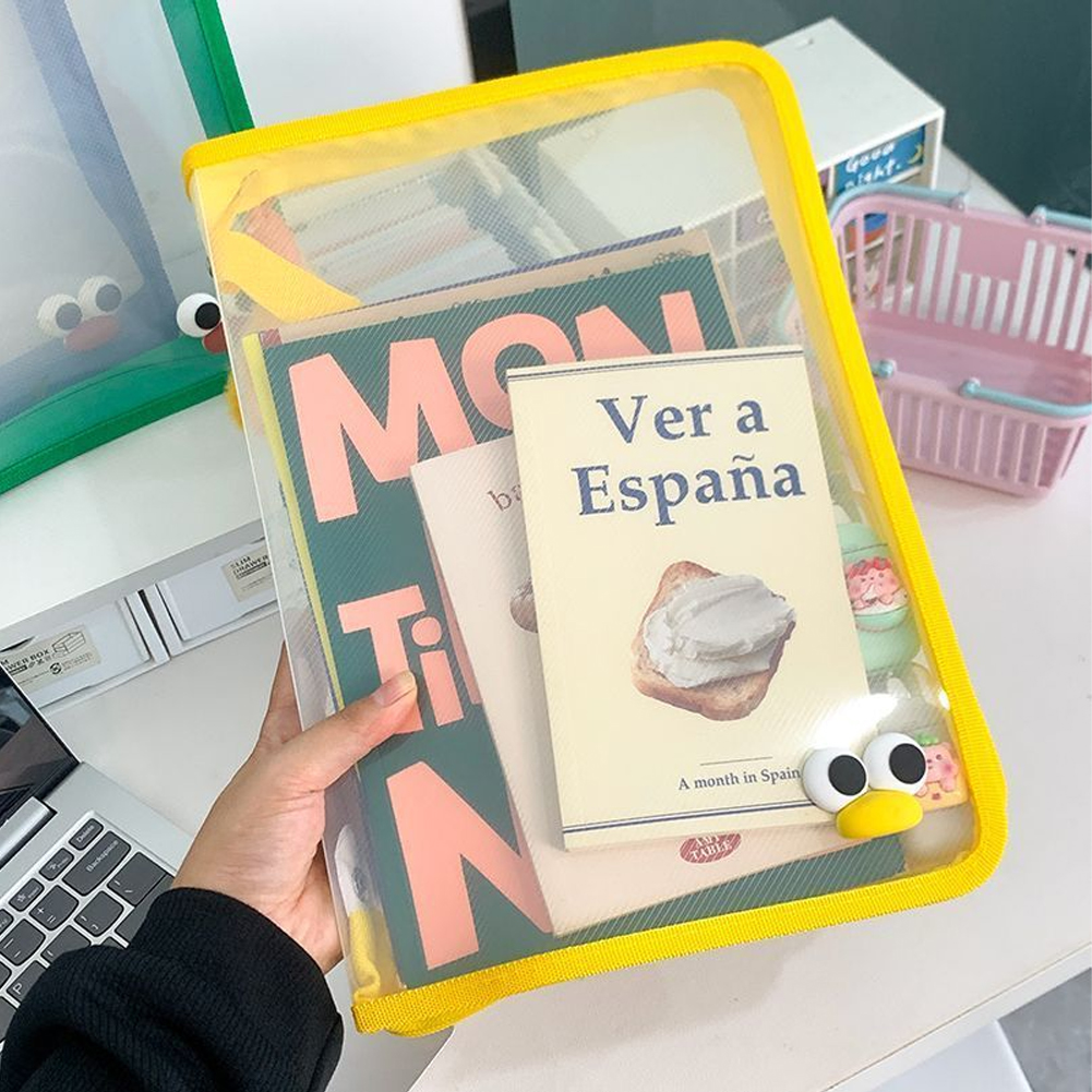 Huankai Ins Colorful Dopamine A4 Transparent Zipper Large Handbag File Folder Cute Document ...