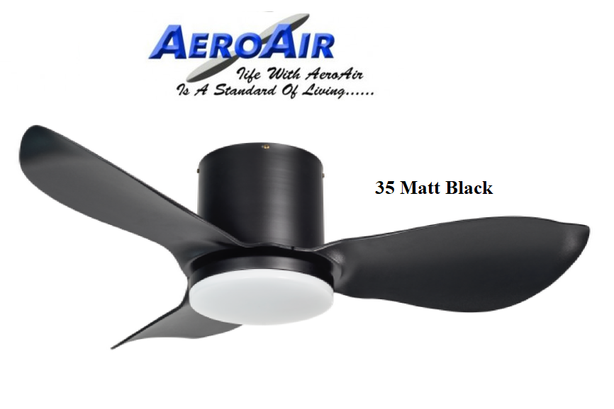AeroAir AA335 35" / 46" / 52" Hugger Series Ceiling Fan with 24W Tri ...