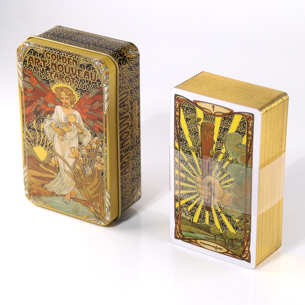 Art Nouveau Tarot Deck Tarot Card in a Tin Box Gilded Edge For Fortune ...