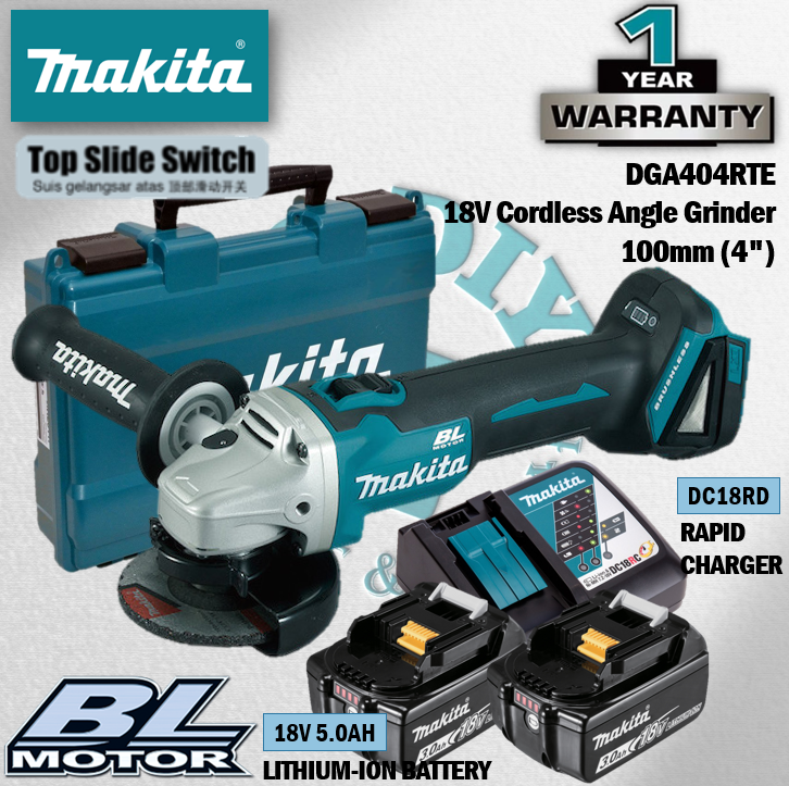 MAKITA DGA404Z / DGA404RFE / DGA404RTE 18V Cordless Angle Grinder 100MM ...