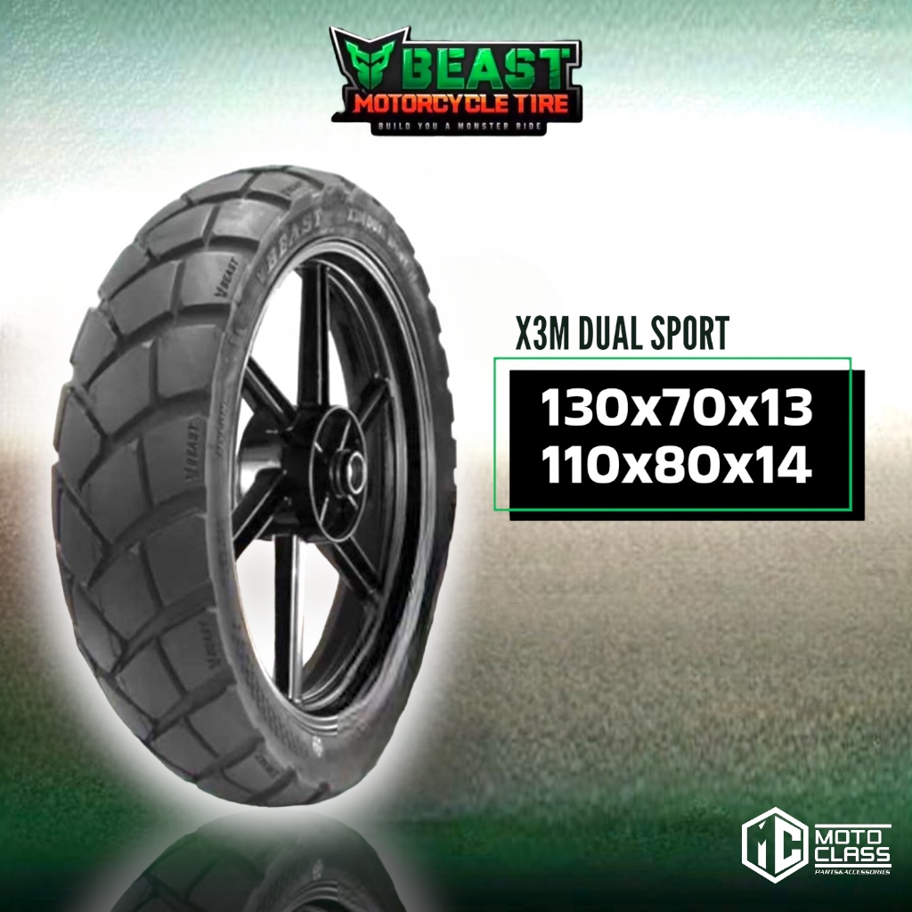 BEAST TIRE X3M DUAL SPORT TUBELESS 130X70X13 // 110X80X14 | Lazada PH