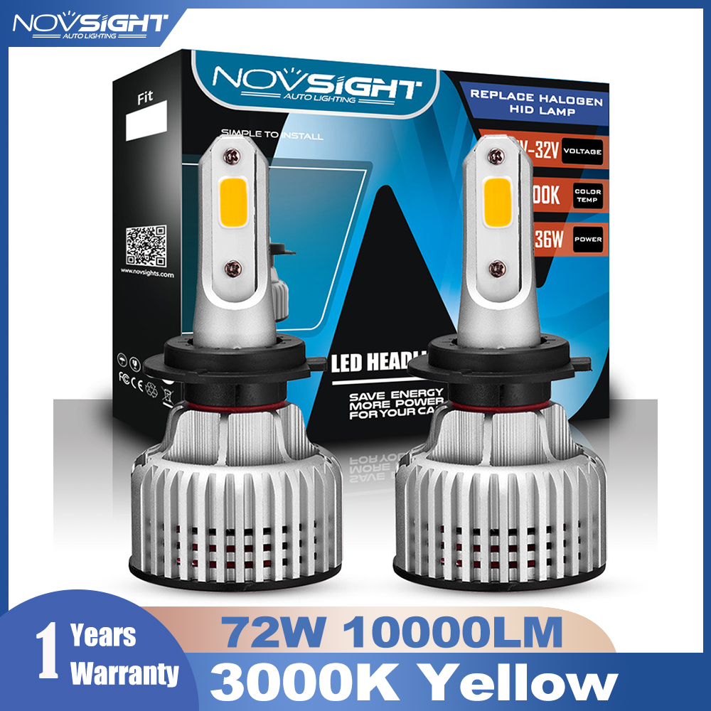 Novsight 2pcs Car LED Headlight Bulb H4 H11 Yellow Running Light ...