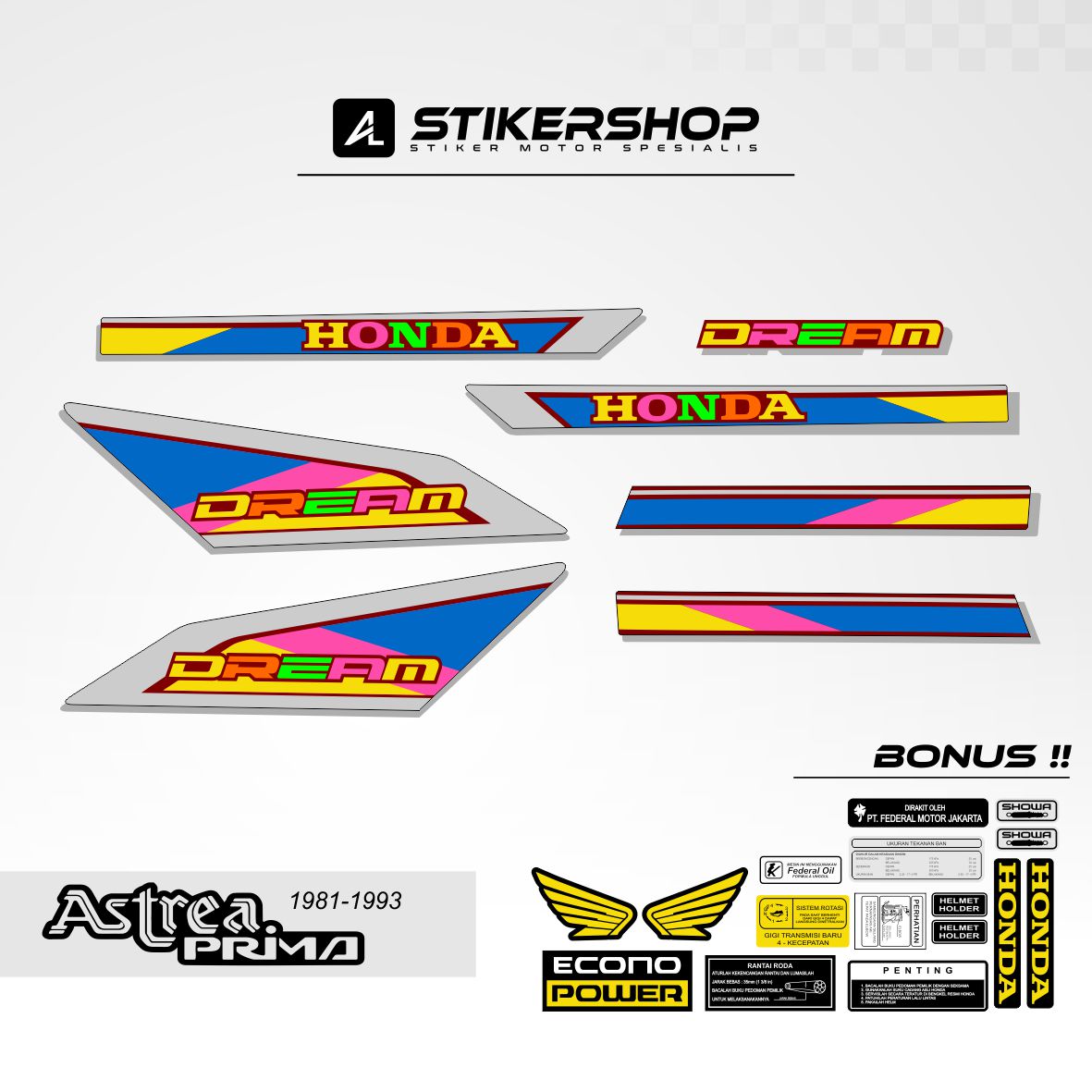 STRIPING ASTREA PRIMA 1981 - 1993 / STAR / DREAM / STIKER ASTREA PRIMA ...