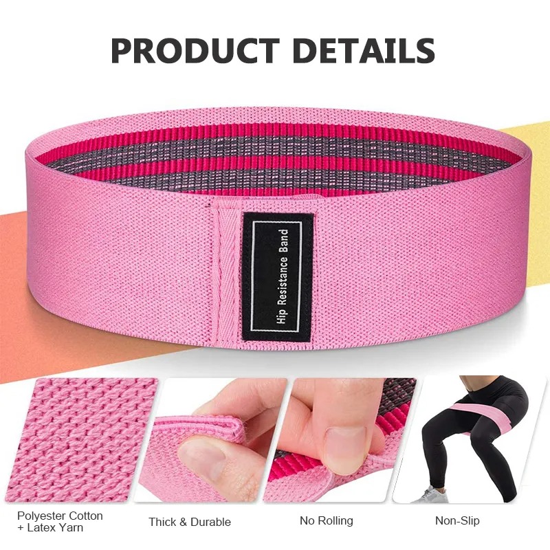 3 PC Body Building Pilates Yoga Resistance Bands Elastic Hip Circle ...